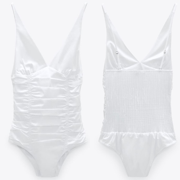 Zara | Tops | Zara Draped Poplin Vneck Tank Top Bodysuit New | Poshmark